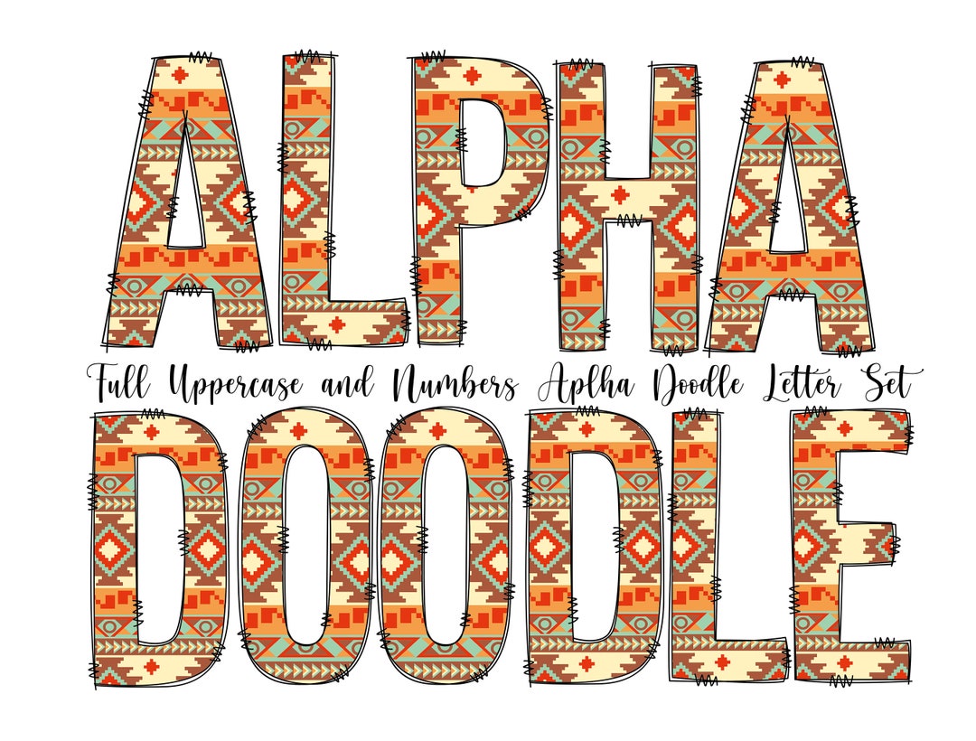Aztec Doodle Alphabet Letters PNG Bundle, Alphabet Doodle, Sublimation ...