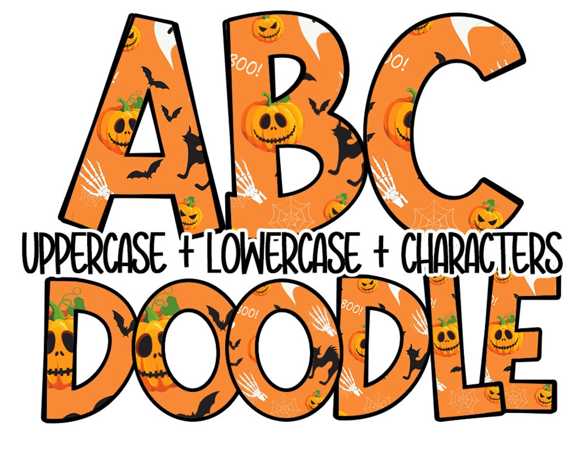 3 SPOOKY Halloween Doodle Alphabet Letters PNG Bundle - Etsy