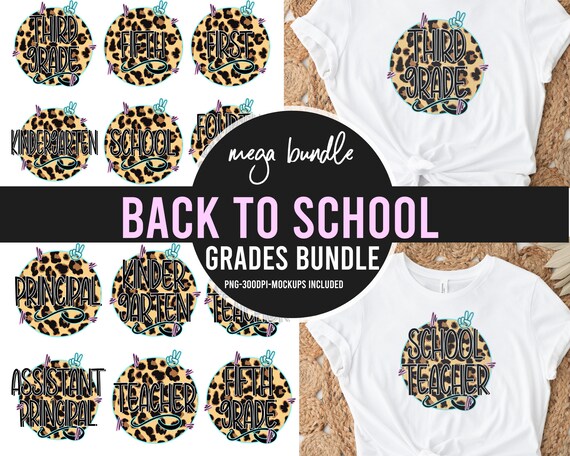25 RETRO Leopard Back to School Shirt Bundle Design Teacher - Etsy