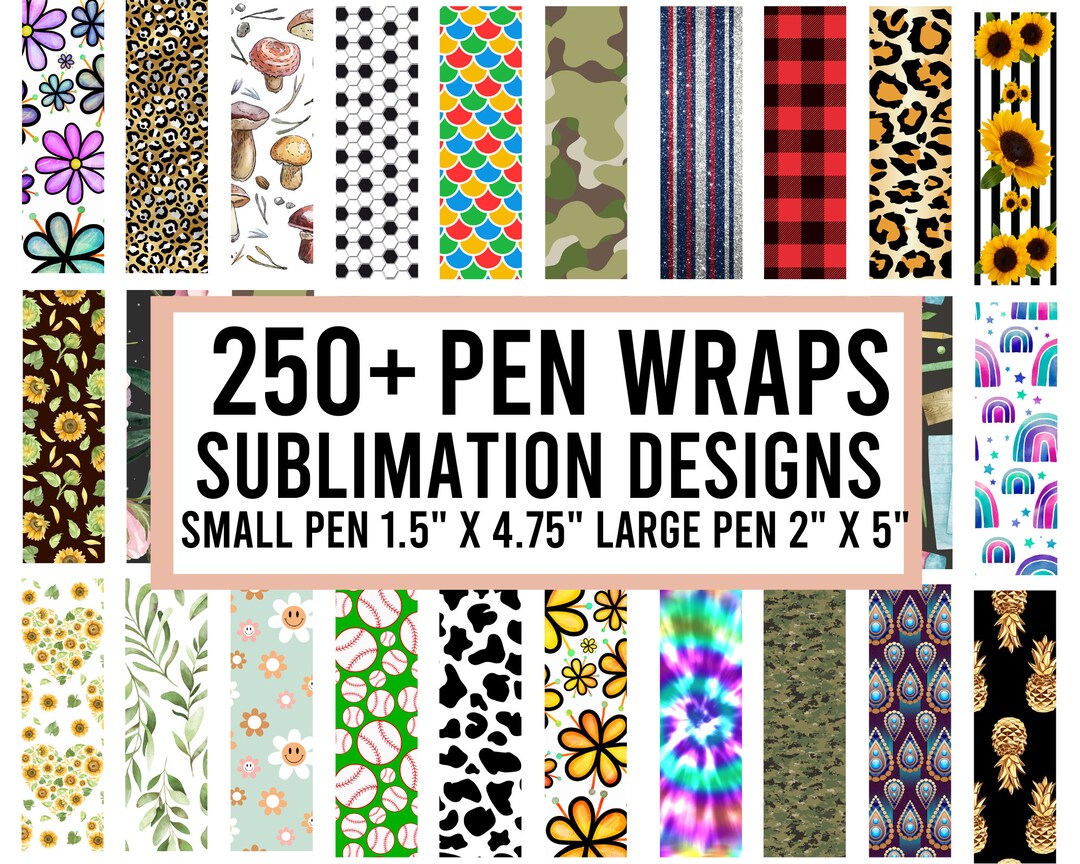 250 PNG Pen Wrap Bundle, Pen Wrap Sublimation Designs, Pen Waterslide ...