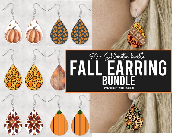 50 FALL Tear Drop Earring Autumn Sublimation Design Bundle - Etsy
