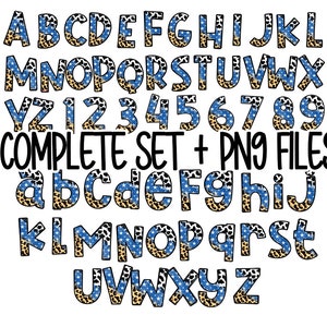 USA Leopard Cow Print Western Doodle Alphabet Letters PNG Bundle ...