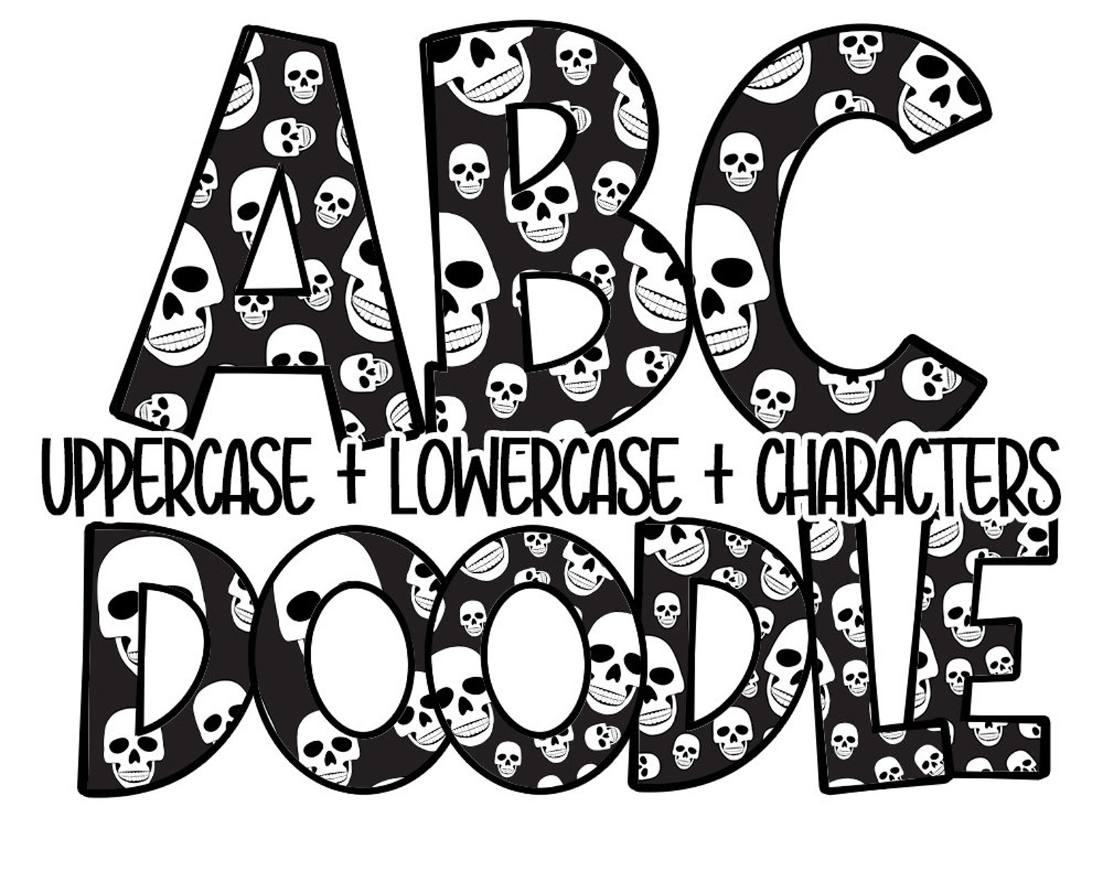 3 SPOOKY Halloween Doodle Alphabet Letters PNG Bundle - Etsy