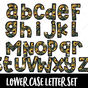 Sunflower Bee Doodle Alphabet Letters PNG Bundle, Alphabet Doodle ...