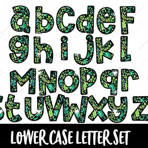 Jungle Leaf Doodle Alphabet Letters PNG Bundle Alphabet - Etsy