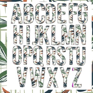 Palm Tree Alphabet Letters PNG Bundle, Alphabet Doodle, Sublimation ...