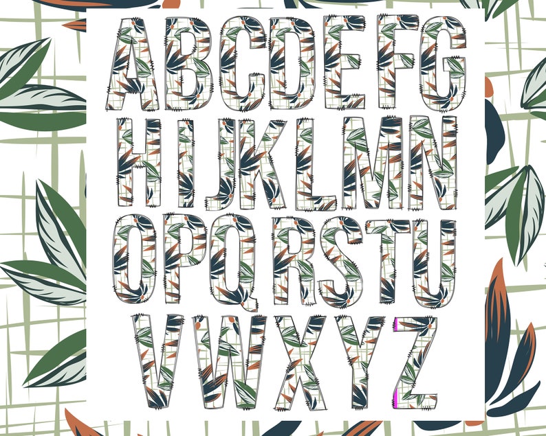 Palm Tree Alphabet Letters PNG Bundle Alphabet Doodle - Etsy
