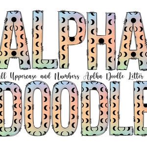 Moon Phase Alphabet Letters PNG Bundle Alphabet Doodle - Etsy