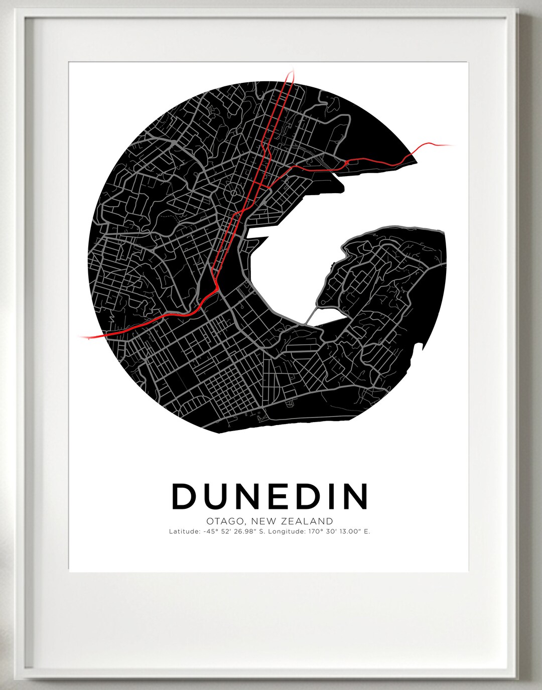 Digital Download New Zealand Map Dunedin, Otago - Etsy