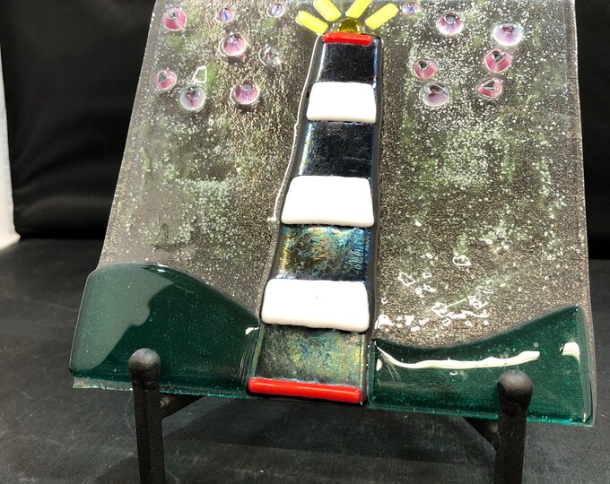Fused Glass Lighthouse Free Standing Lighthouse Glass Art - Etsy