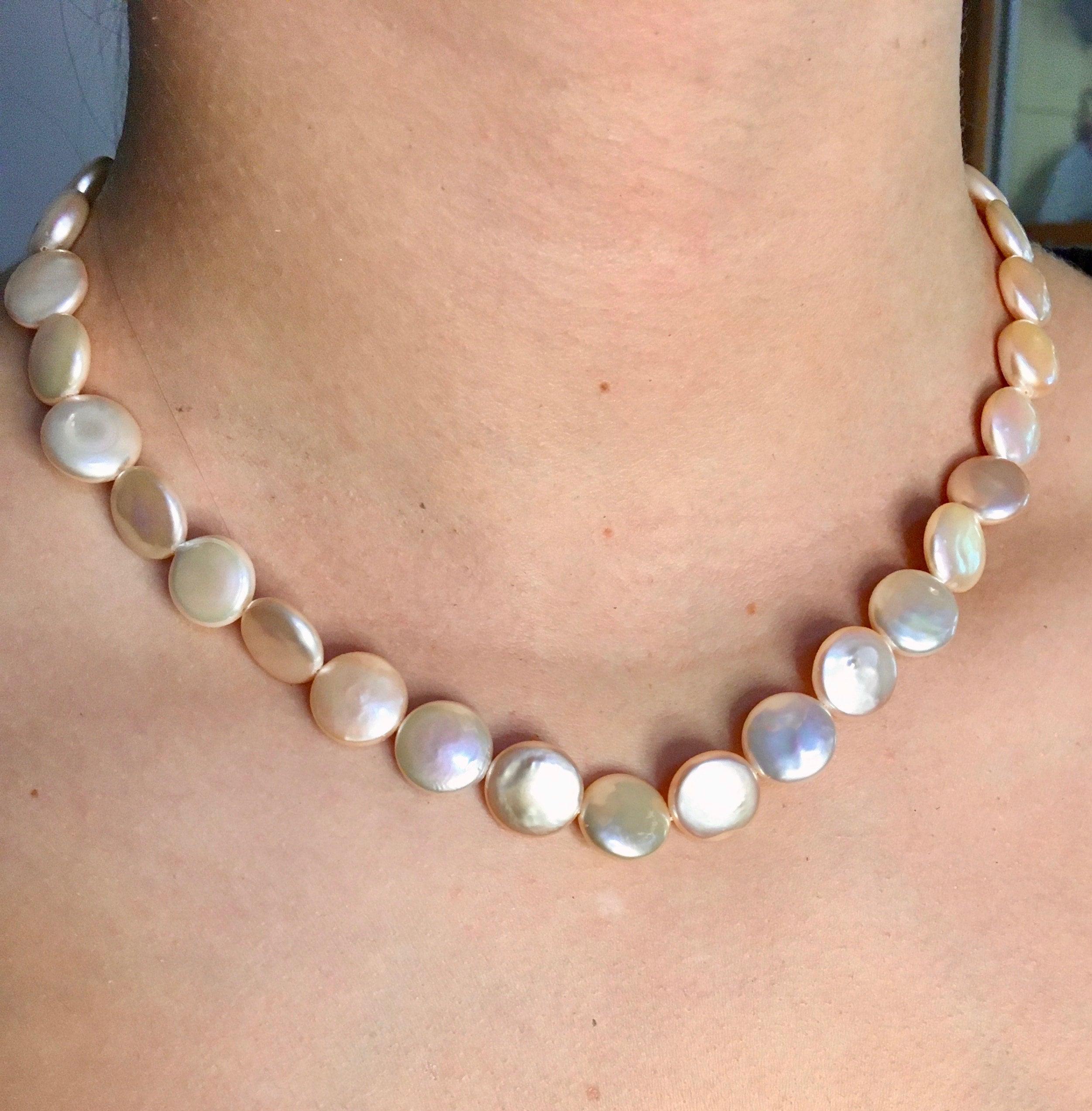 Freshwater Soft Peach Coin Pearls 16 12mm - Etsy.de