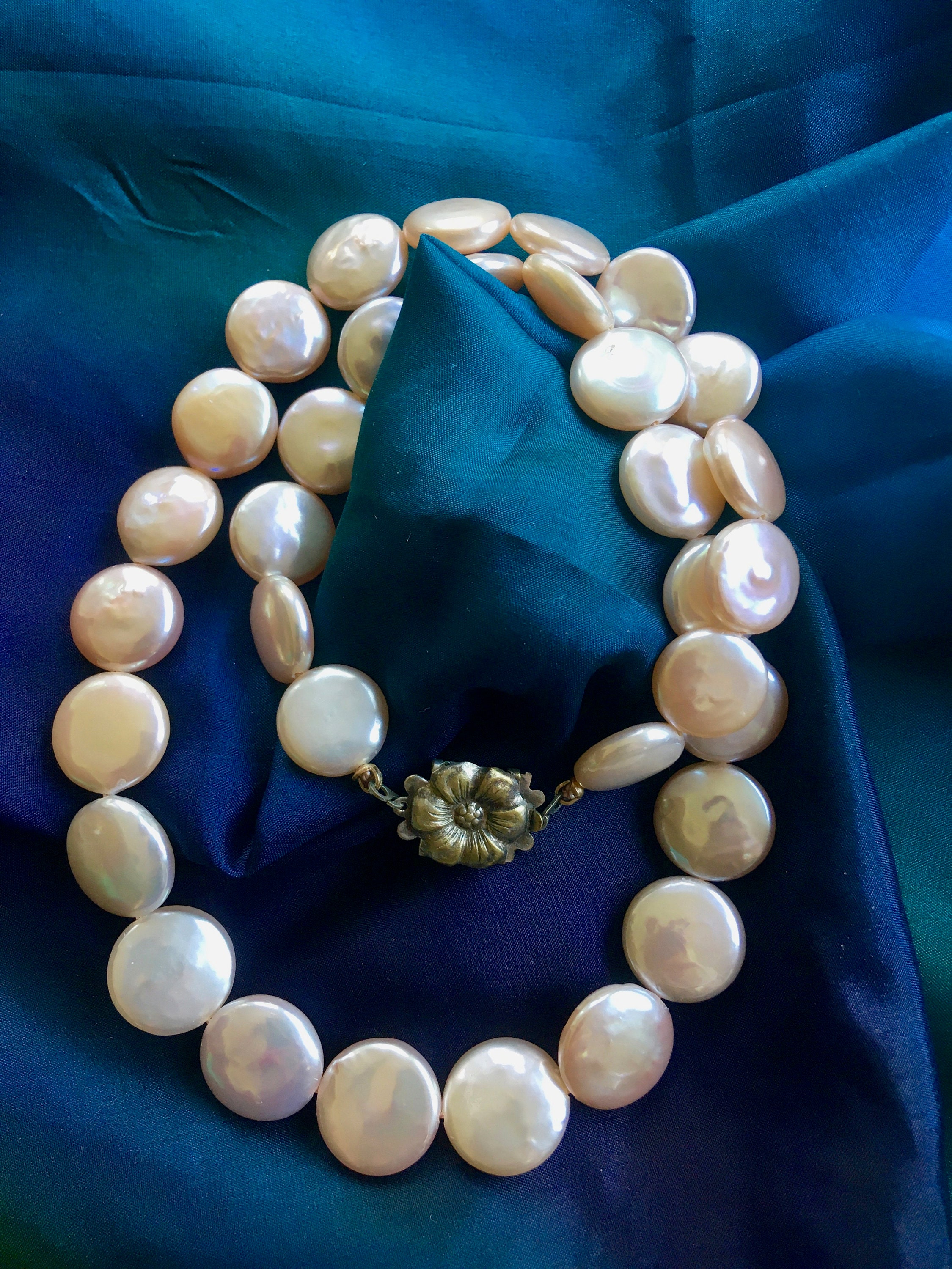 Freshwater Soft Peach Coin Pearls 16 12mm - Etsy.de