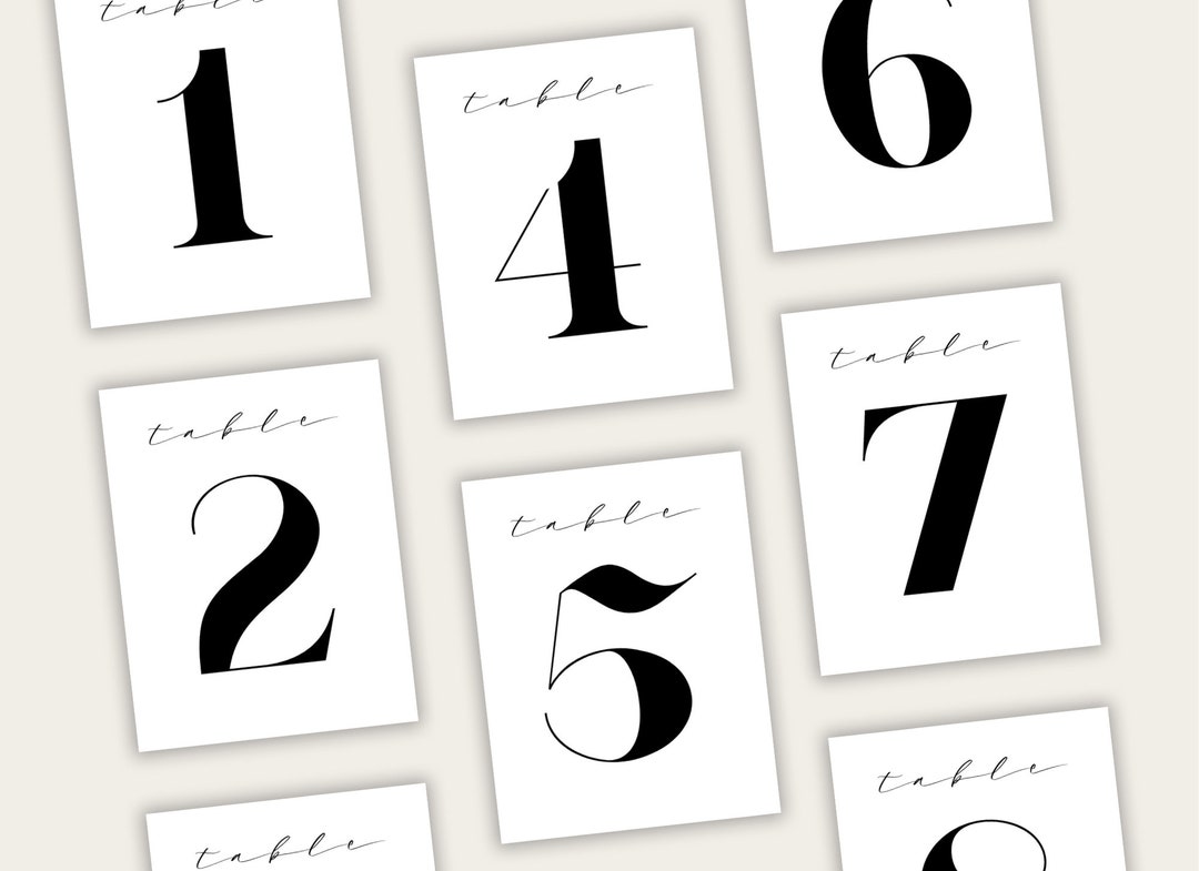 Modern Minimalist Table Number Card Template, Simple Wedding Table ...