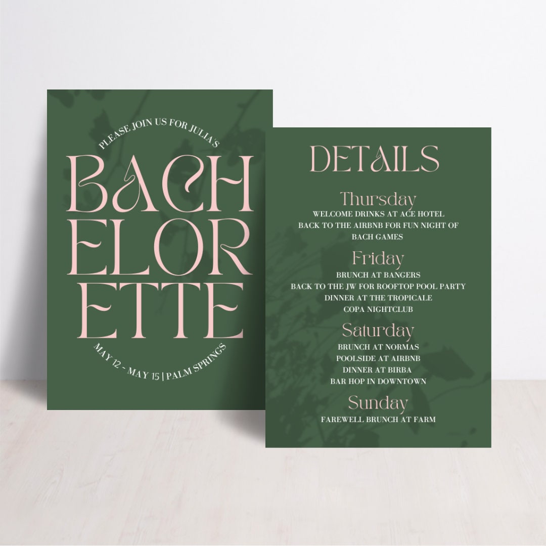 Bachelorette Party and Itinerary Invitation Template - Etsy