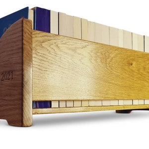 Book Trough Carved, Solid Oak Wood Desktop Bookcase, Handcrafted Wooden ...