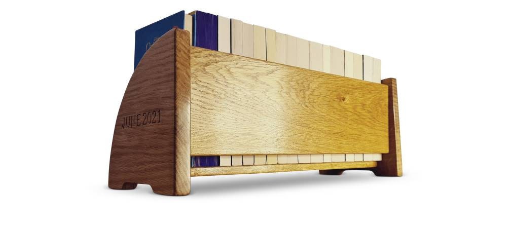 Book Trough Carved, Solid Oak Wood Desktop Bookcase, Handcrafted Wooden ...