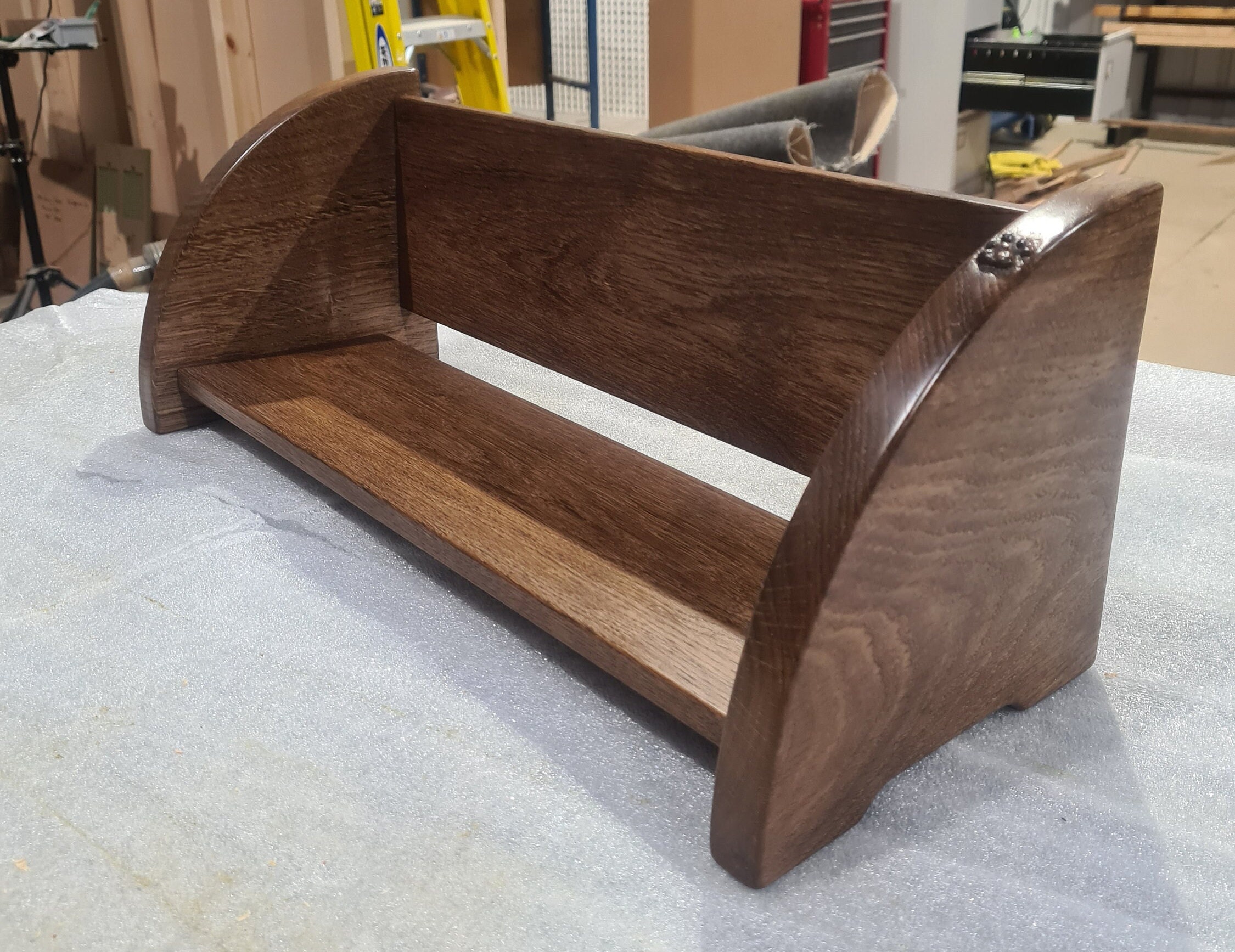 Book Trough Carved, Solid Oak Wood Desktop Bookcase, Handcrafted Wooden ...