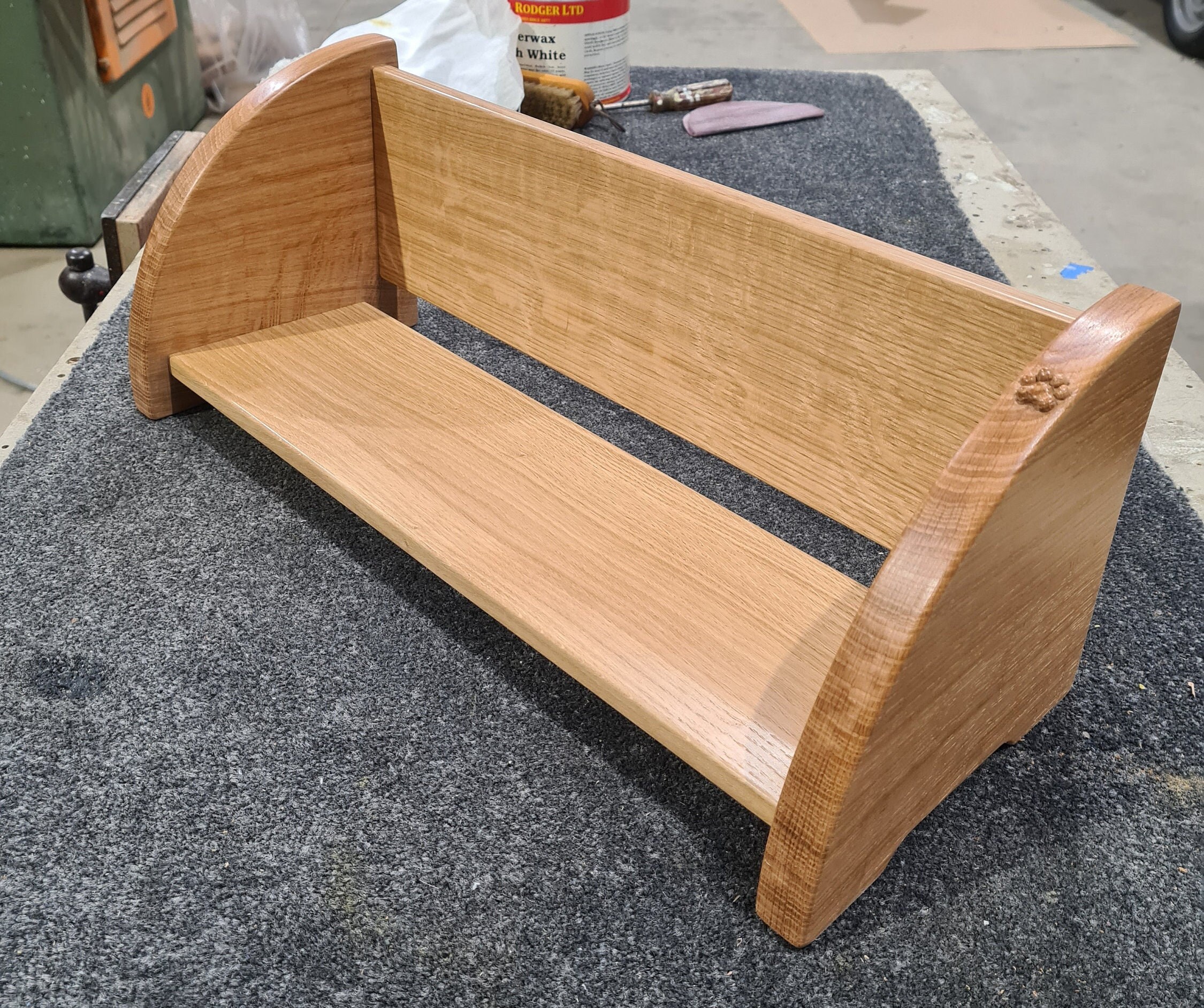 Book Trough Carved, Solid Oak Wood Desktop Bookcase, Handcrafted Wooden ...