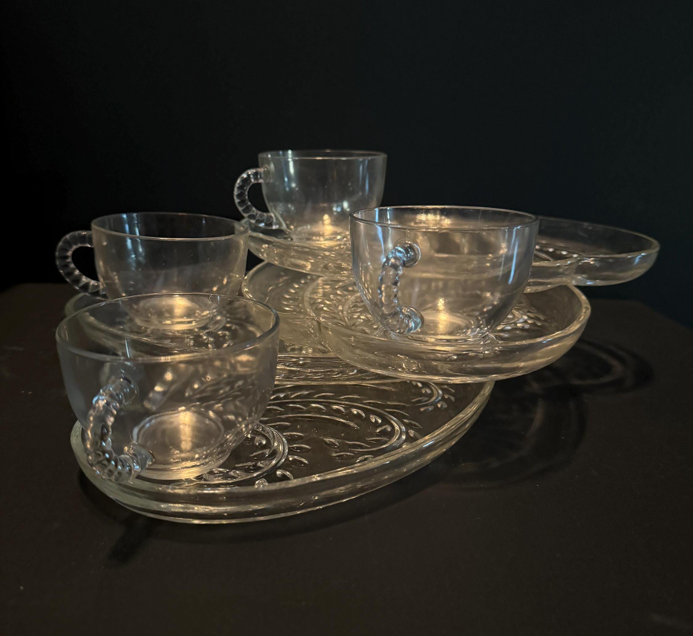 Homestead Snack Set by Federal Glass - Set of Four - Etsy