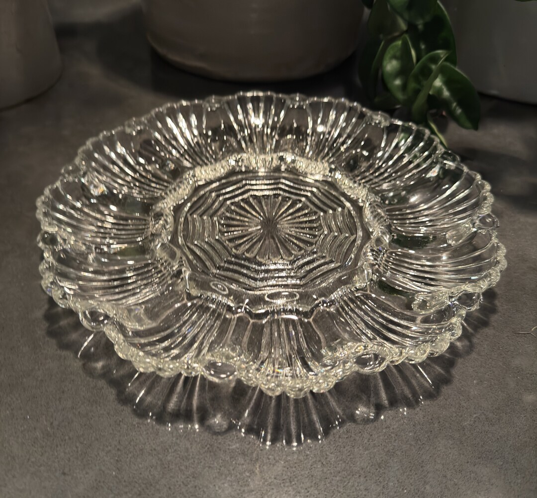 Anchor Hocking Clear Glass Egg Platter - Dozen Eggs - Etsy