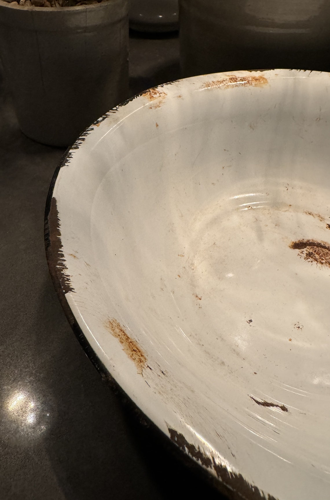 Vintage Porcelain Covered Steel Wash Basin - White - Etsy