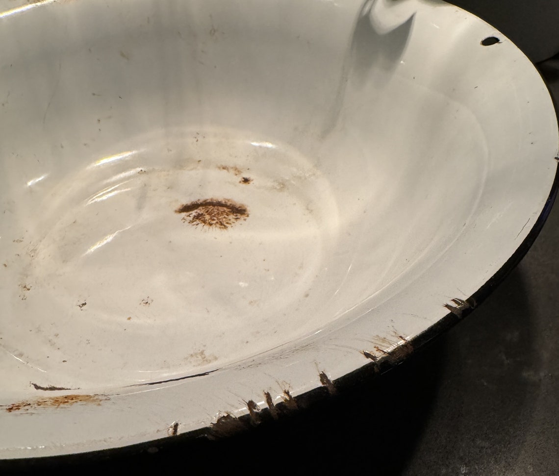 Vintage Porcelain Covered Steel Wash Basin - White - Etsy