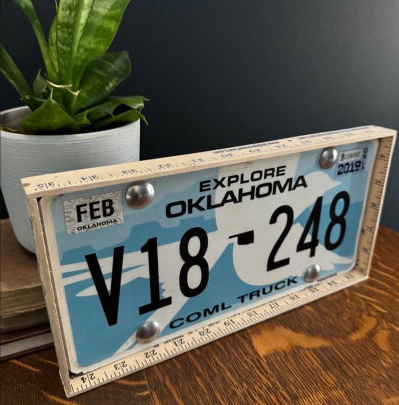 State of Oklahoma - License Plate Tray "v18-248" COML TRUCK - Handmade ...
