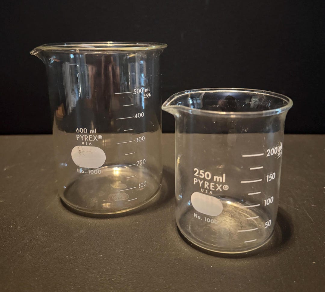 Pyrex Beakers - 250 Ml - 600 Ml - Clear Glass - Etsy