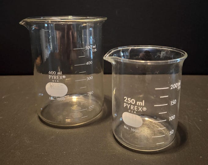 Pyrex Beakers - 250 Ml - 600 Ml - Clear Glass - Etsy