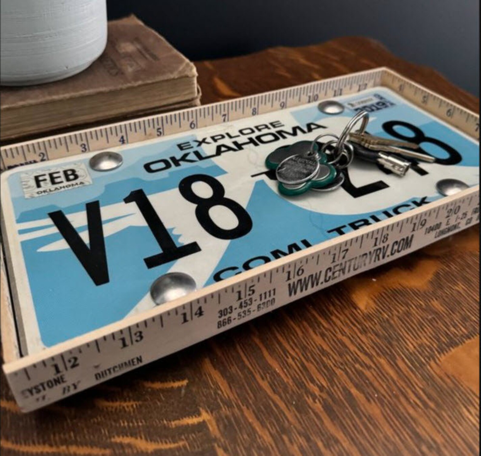 State of Oklahoma - License Plate Tray "v18-248" COML TRUCK - Handmade ...