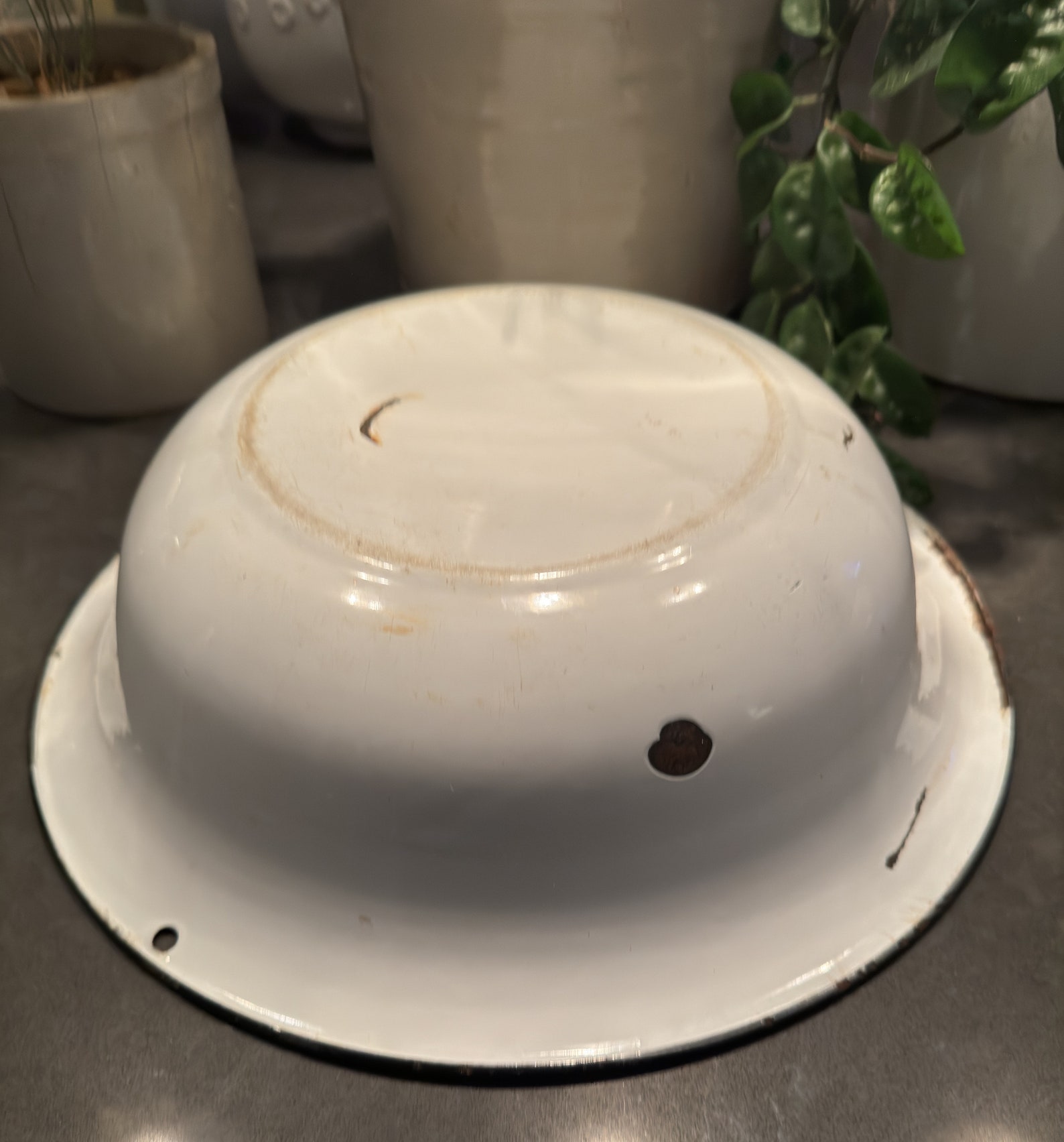 Vintage Porcelain Covered Steel Wash Basin - White - Etsy