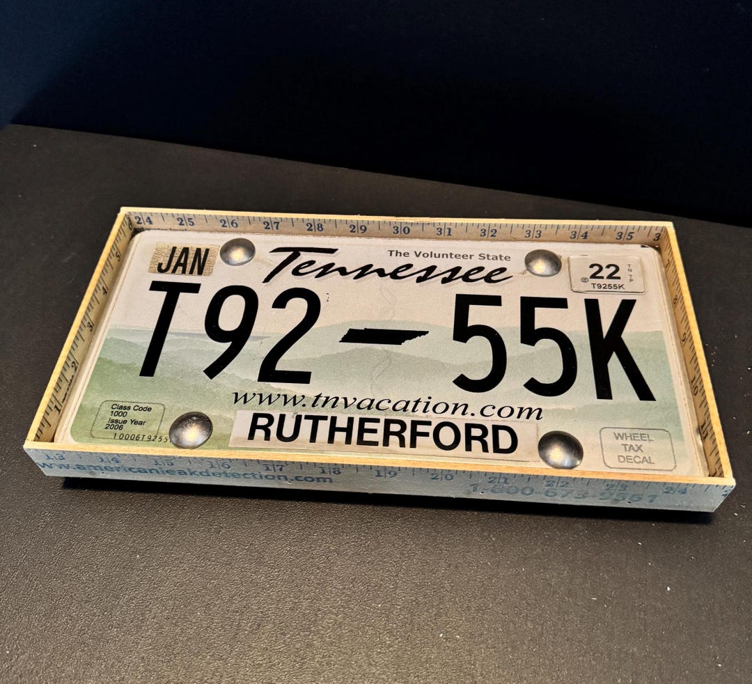 State of Tennessee - License Plate Tray "t92 556" Rutherford – Handmade ...