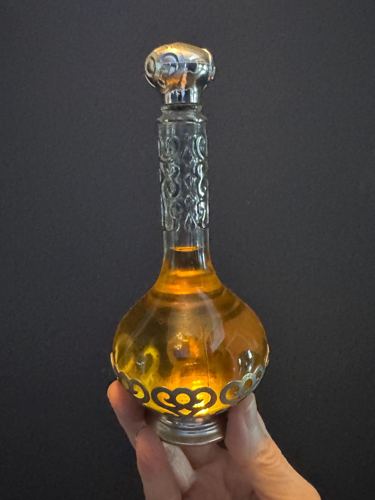 Avon Regence Cologne Glass Genie Bottle With Silver Stopper and Accents ...