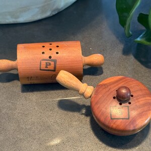 Vintage Souvenir Wooden Rolling Pin & Sauce Pan Salt and Pepper Shakers ...