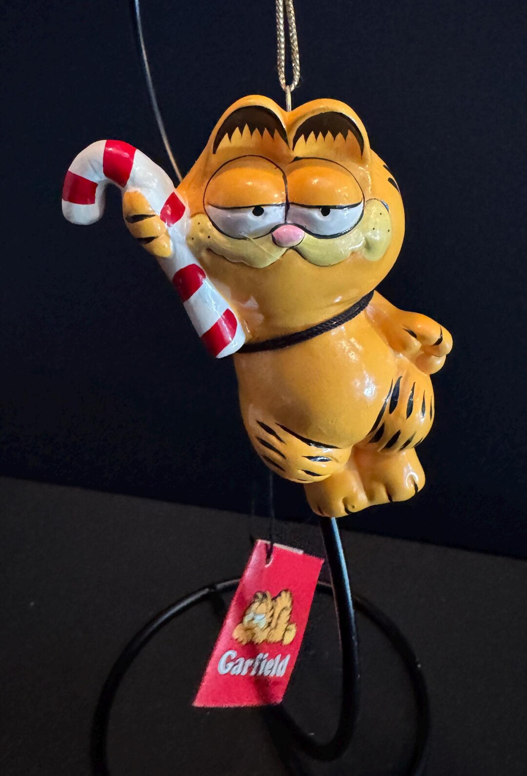 Enesco Garfield Holding a Candy Cane Ornament - Etsy