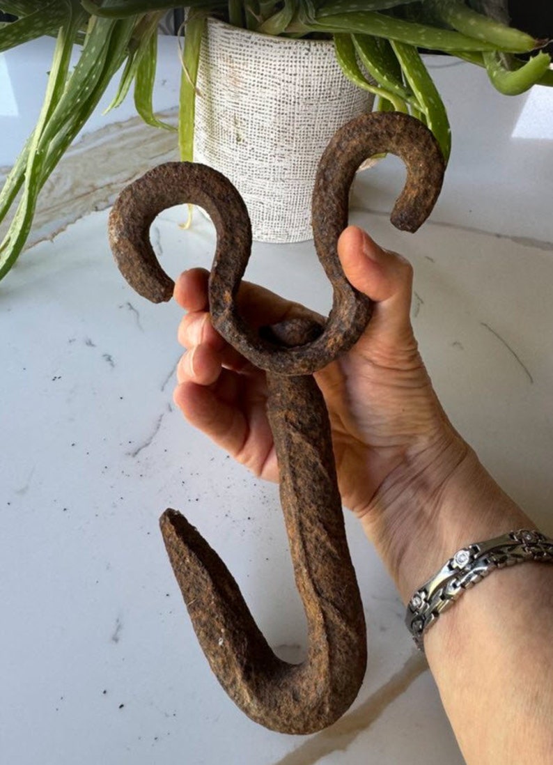Vintage Large Hanging Hook - Industrial - Farm - Old Rusty Hook - Etsy