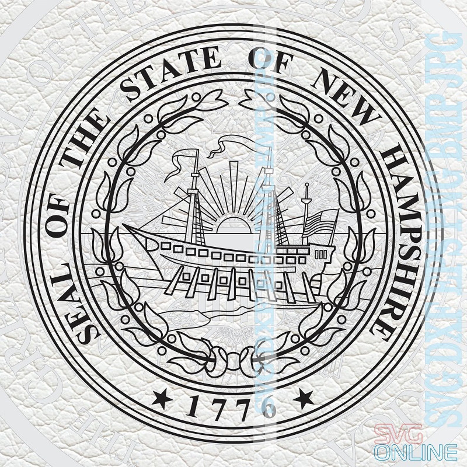 New Hampshire State Seal SVG Dxf Png Clipart Vector Cricut Cut - Etsy