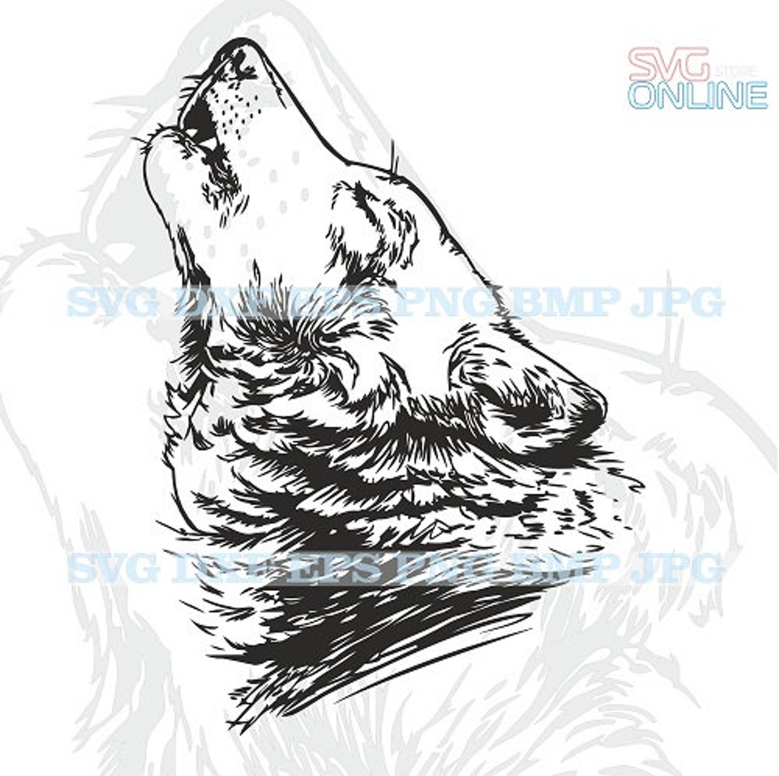 Howling Wolf SVG Dxf Png Clipart Vector Cricut Cut Cutting Cnc | Etsy