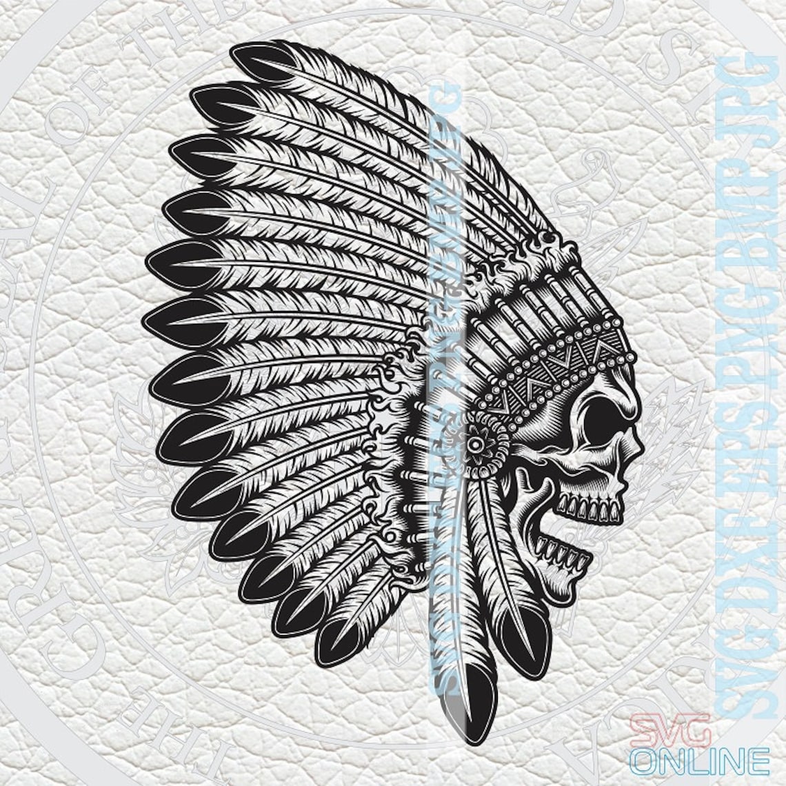 American Native Skull SVG dxf png clipart vector cricut cut | Etsy