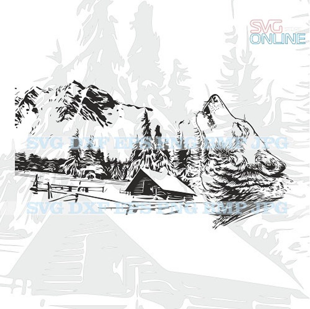 Wolf Mountain SVG Dxf Png Clipart Vector Cricut Cut Cutting Cnc - Etsy