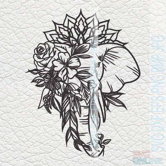 Drawing & Illustration Art & Collectibles Elephant SVG dxf png clipart ...