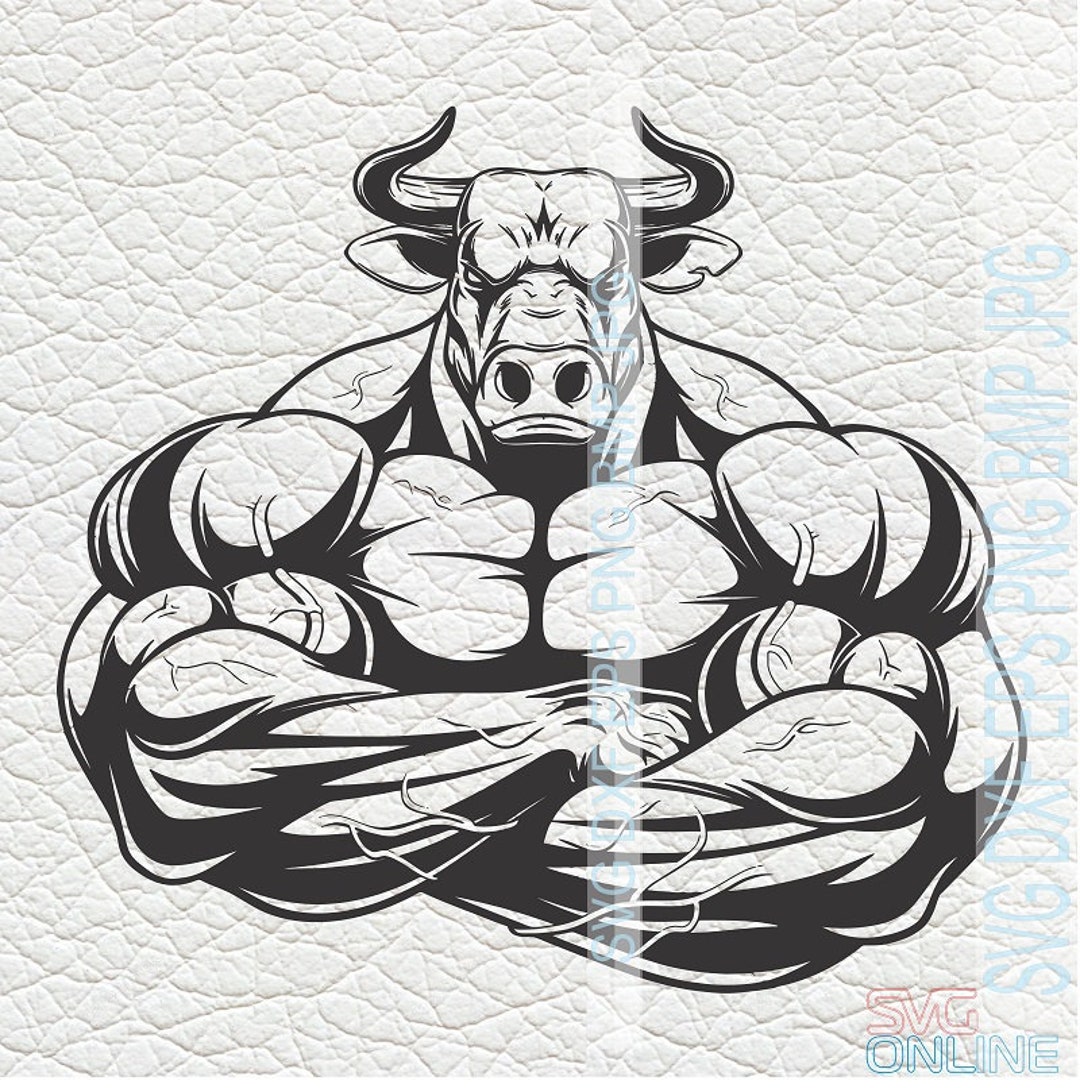 Bull Bodybuilding SVG Dxf Png Clipart Vector Cricut Cut Cutting Cnc ...