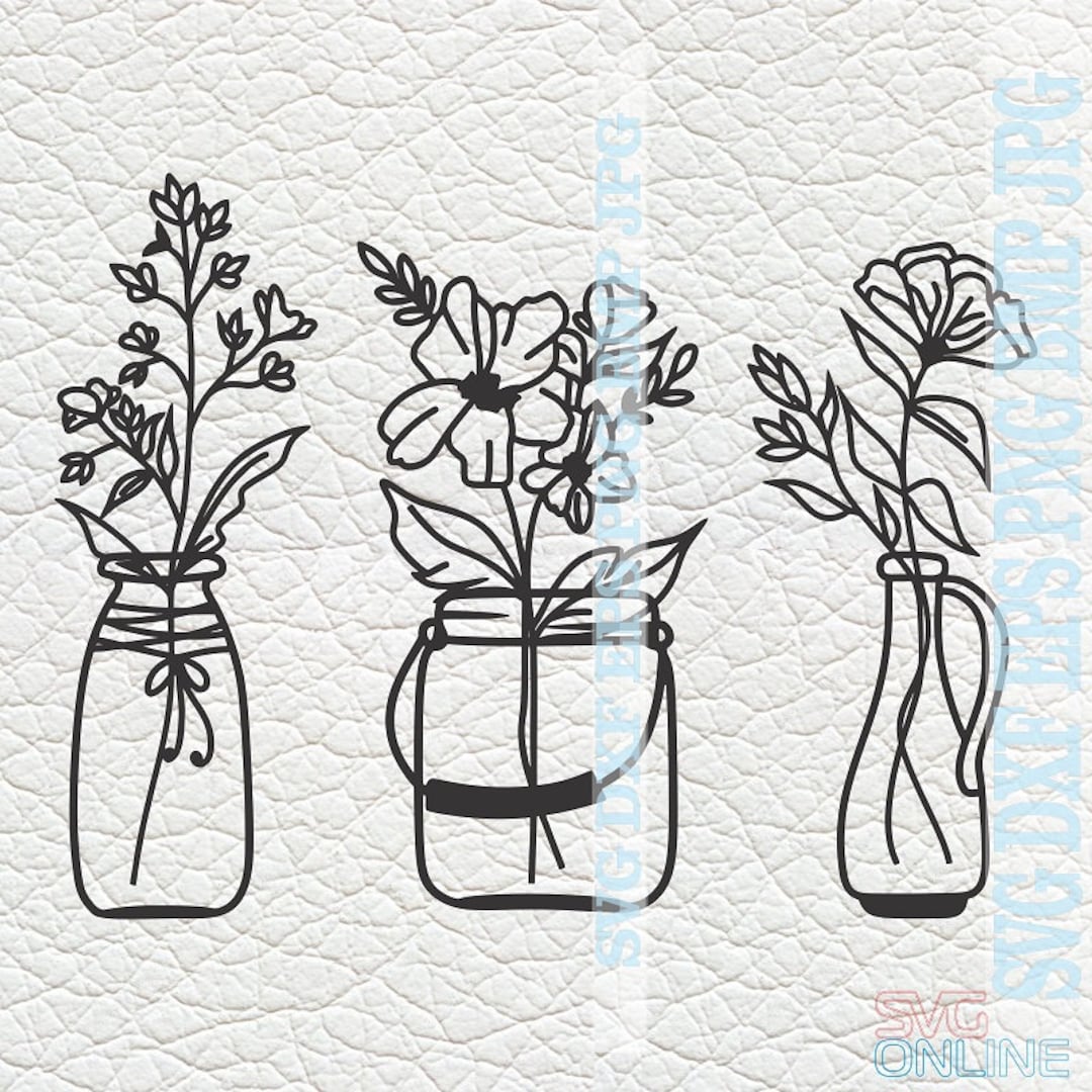 Flowers in Vase SVG Dxf Png Clipart Vector Cricut Cut Cutting Cnc - Etsy