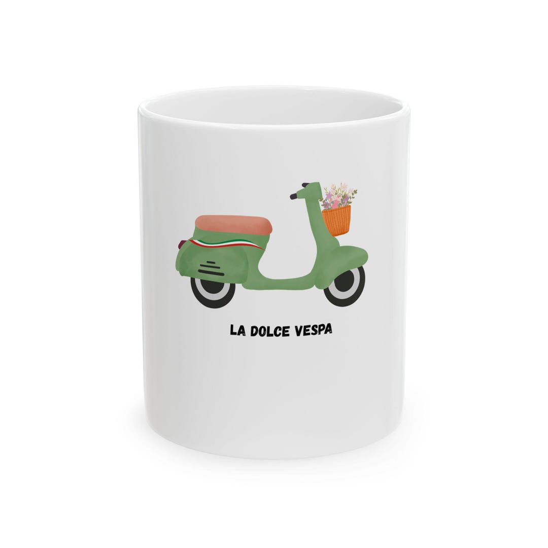 Vespa Lovers Ceramic Mug, Cute Coffee Cup, Gift for Scooter Fans, La ...