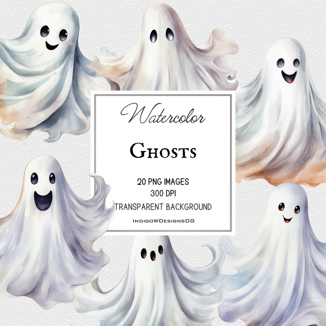 Watercolor Halloween Ghosts Clip Art / Cute / Halloween Decor ...