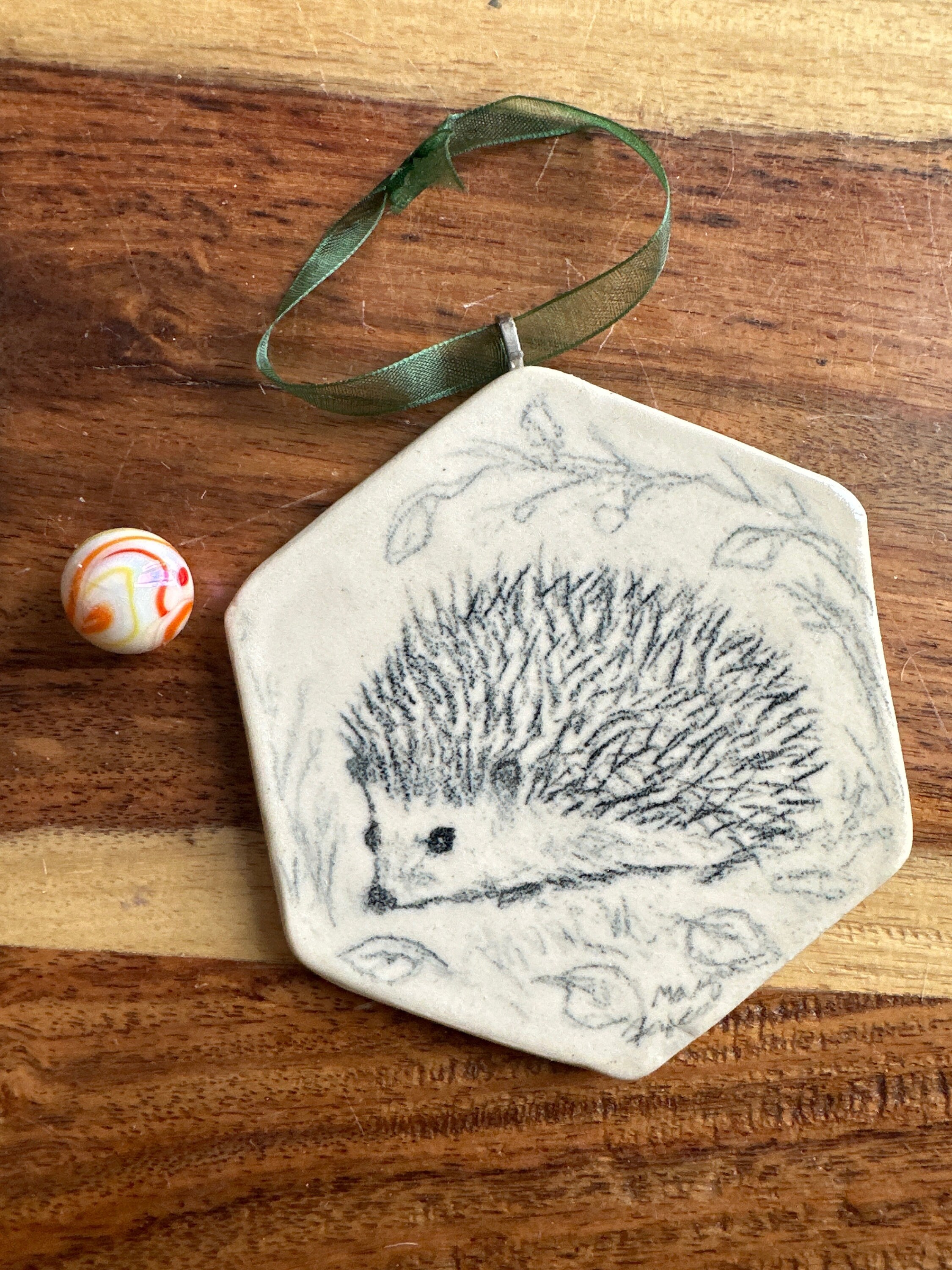 Adorable Hedgehog Hand Drawn on Hand Made Ceramic Ornament. - Etsy