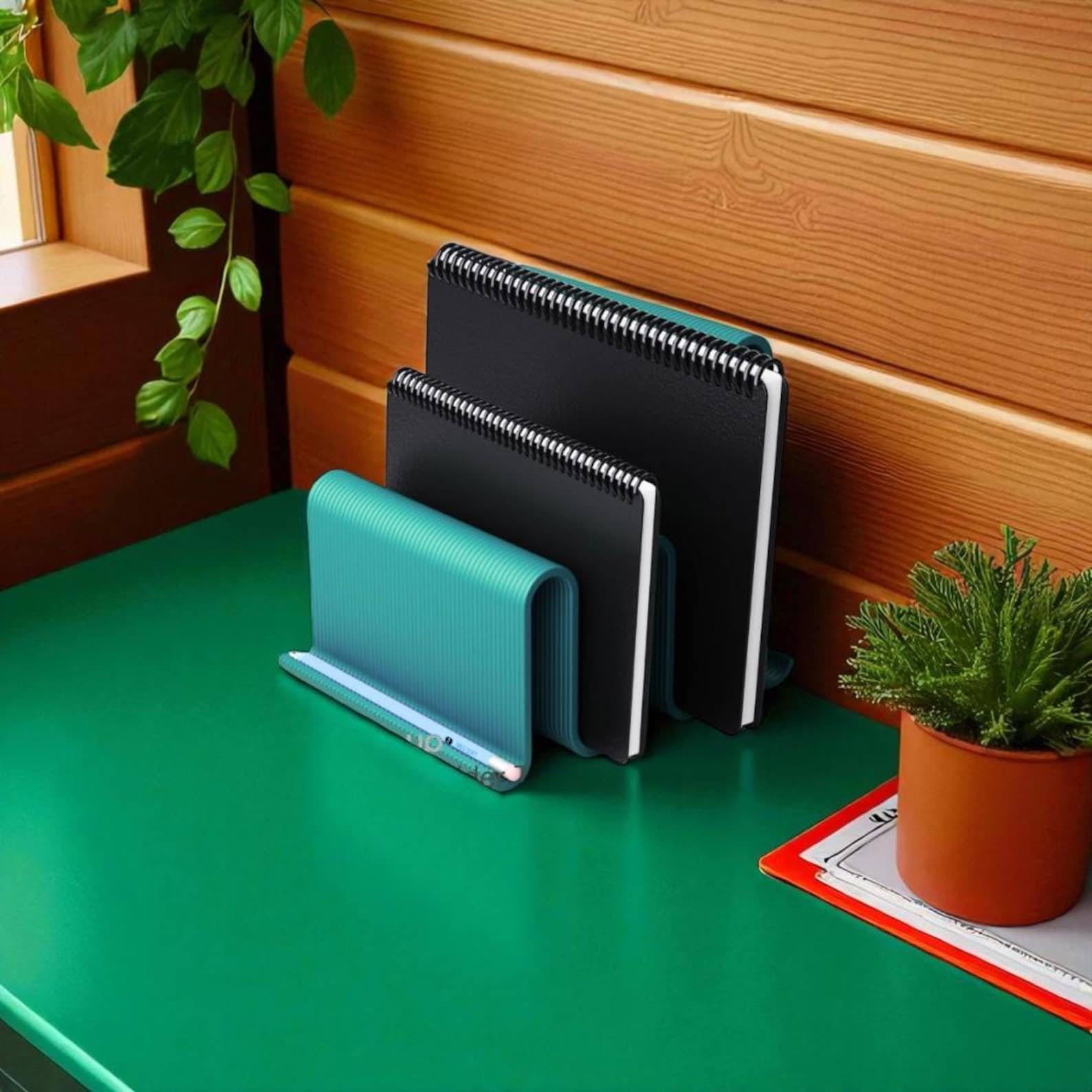 Modern Wave Desk Organizer – Accordion-style File & Notepad Holder | 3D ...