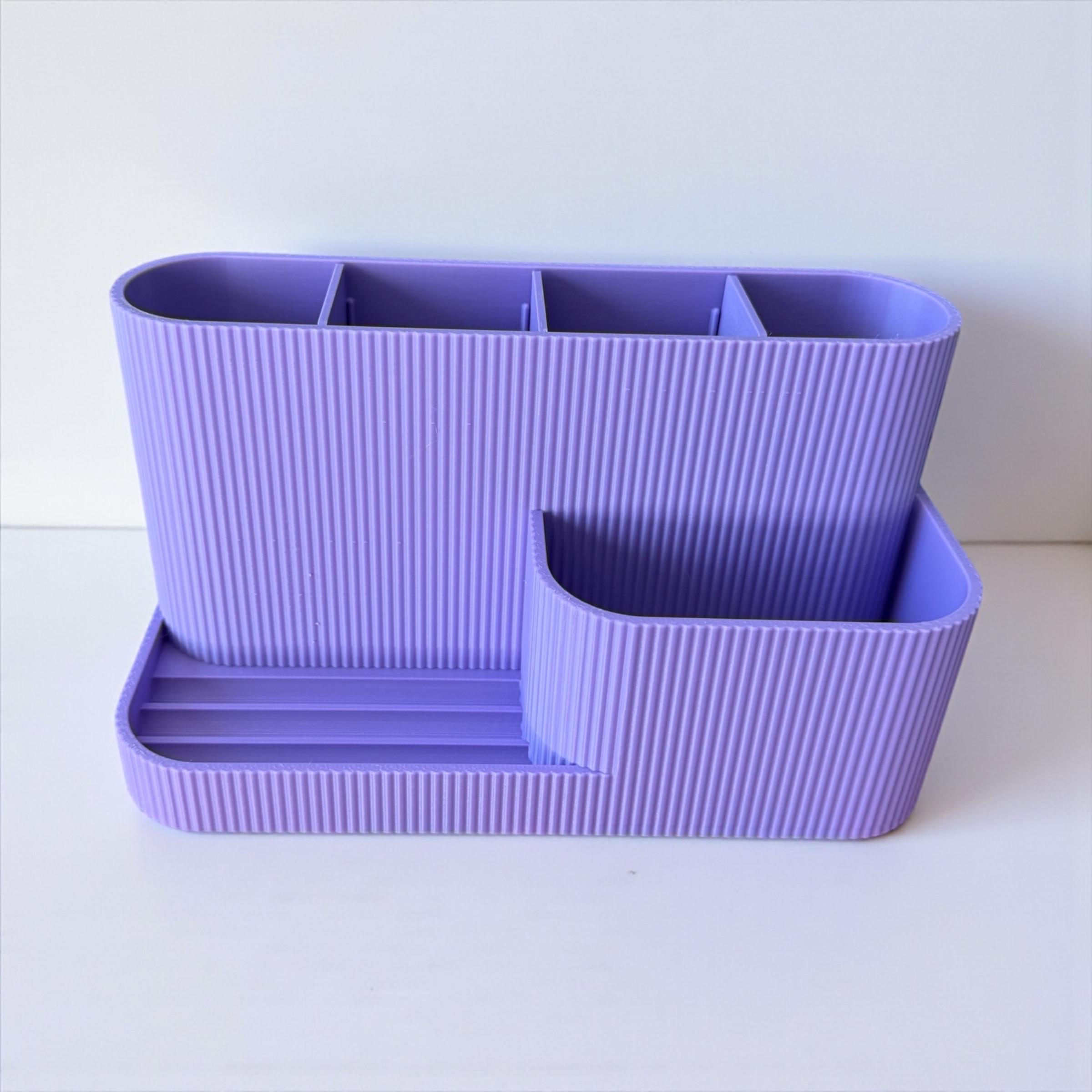 Multi-compartment Desk Caddy | Ribbed Office Organizer | Phone Stand ...