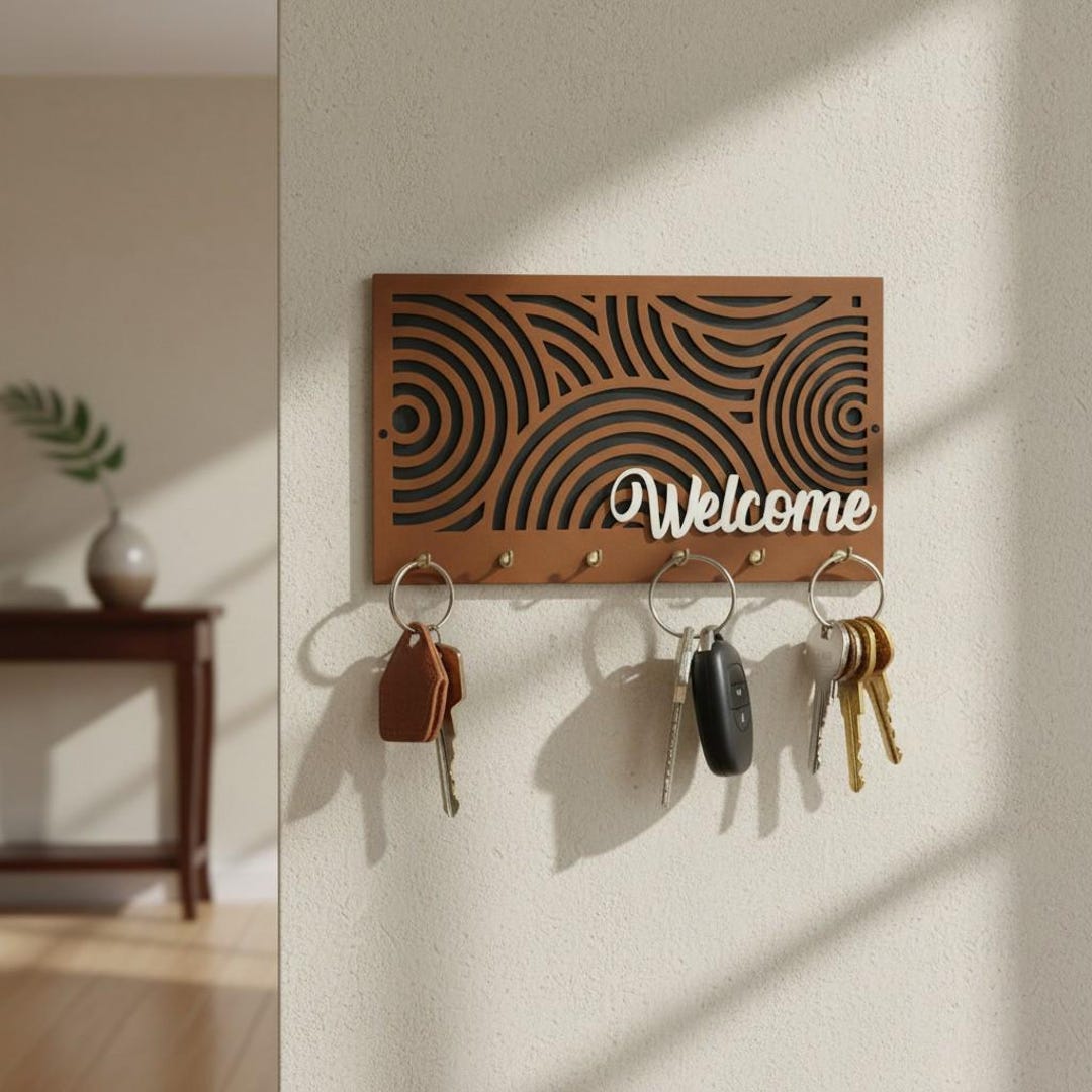 Personalized Wood Key Holder Wall Mount - Entryway Key Rack - Etsy