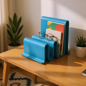Modern Wave Desk Organizer – Accordion-style File & Notepad Holder | 3D ...